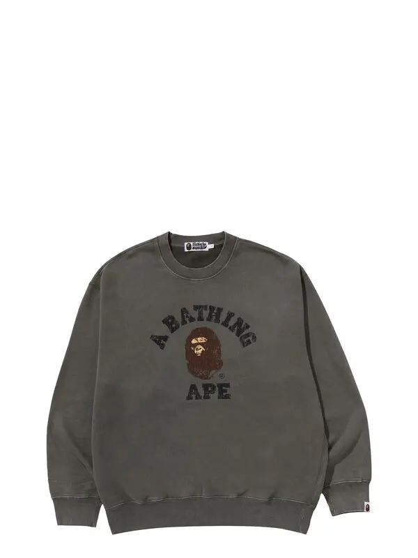 A BATHING APE Garment Dye College Relaxed Fit Crewneck Sweatshirt - Green