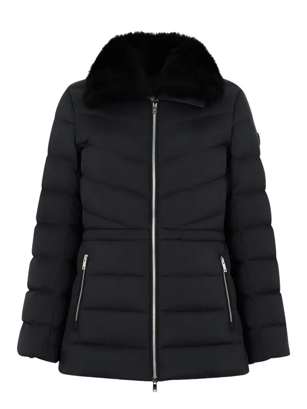 Moose Knuckles Belle Dune Down Puffer Jacket With Removable Shearling Collar - Blk W Blk