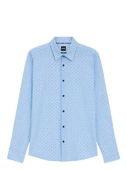 BOSS Long-sleeved Slim-fit Stretch-jersey Shirt - Light/pastel Blue