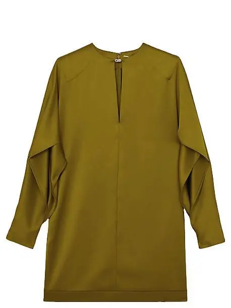 REISS Turn-lock Long-sleeve Mini Dress - Green