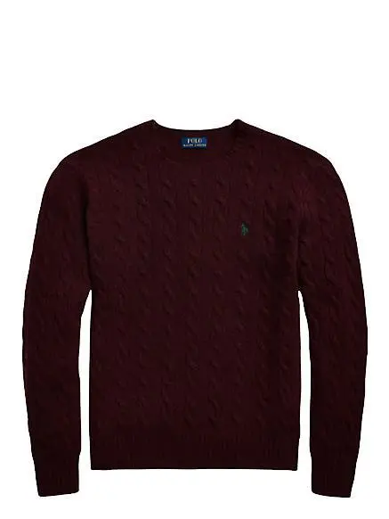 Ralph Lauren Crewneck Cable-knit Wool And Cashmere Jumper - Aged Wine Heather