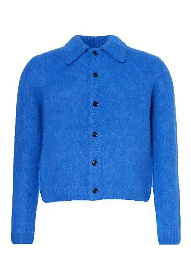 Dries Van Noten Regular-fit Brushed Wool-blend Cardigan - Blue