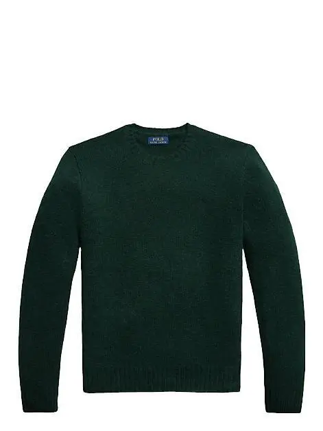 Ralph Lauren Crewneck Logo-embroidered Wool And Alpaca-blend Jumper - Moss Agate