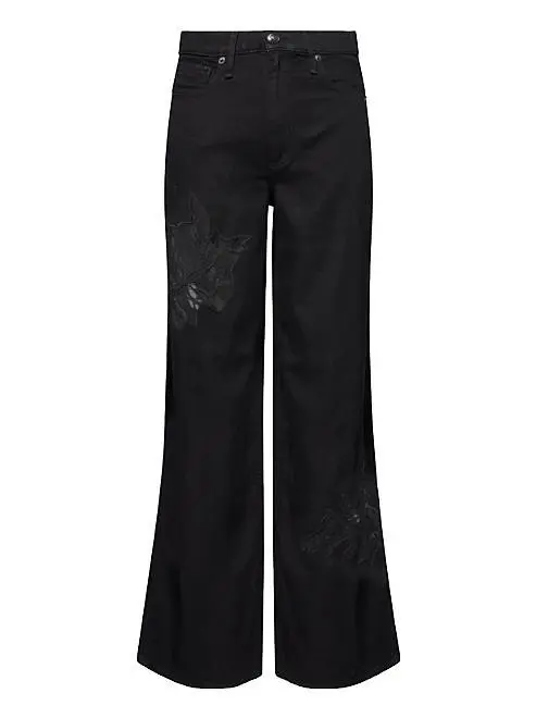 Rag & Bone High-rise Wide-leg Denim Jeans With Floral Embroidery - Blrie