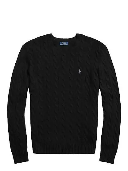 Ralph Lauren Crewneck Cable-knit Wool And Cashmere Jumper - Polo Black