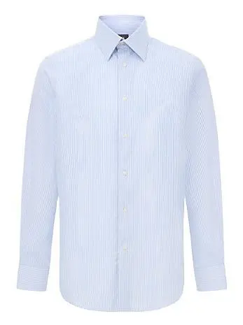 Boggi Milano Striped Regular-fit Cotton Shirt - Light Blue