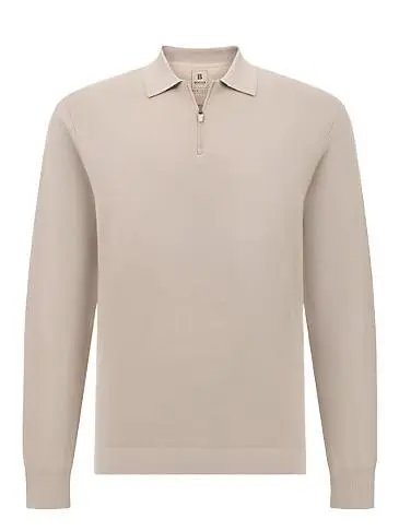 Boggi Milano Merino Wool Half-zip Jumper - Sand