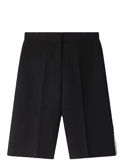 Sandro Rhinestone-stripe Woven Bermuda Shorts - Black