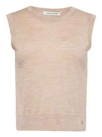 ANINE BING Moni Sleeveless Wool And Cashmere Top - Stone Melange