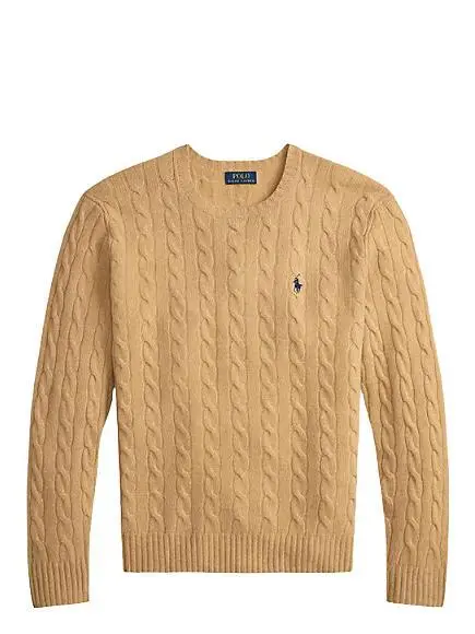 Polo Ralph Lauren Crewneck Cable-knit Wool And Cashmere Jumper - Camel Melange