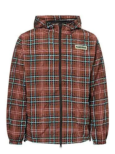 PLEASURES X BOILER ROOM Check-print Hooded Jacket - Brown