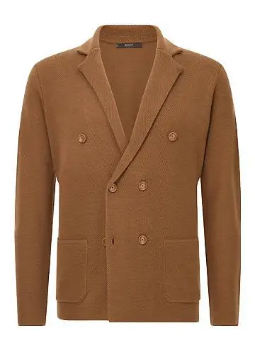 Boggi Milano Double-breasted Merino Wool Jacket - Hazelnut