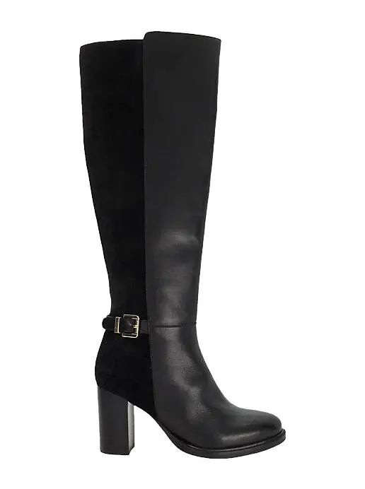 DUNE Leather Knee-high Boots - Black Leather