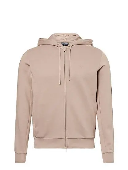 Emporio Armani Branded-panel Regular-fit Cotton-blend Hoodie - Fungi