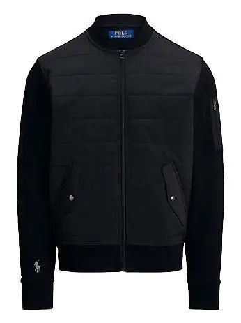 Ralph Lauren Mixed-material Jacket With Logo Embroidery - Black