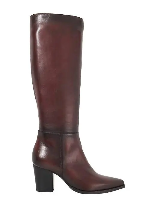 DUNE Tenna Leather Knee-high Boots - Burgundy Leather