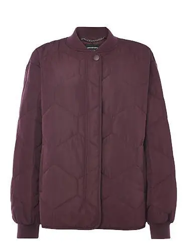 Whistles Ida Quilted Shell Coat - Plum/claret
