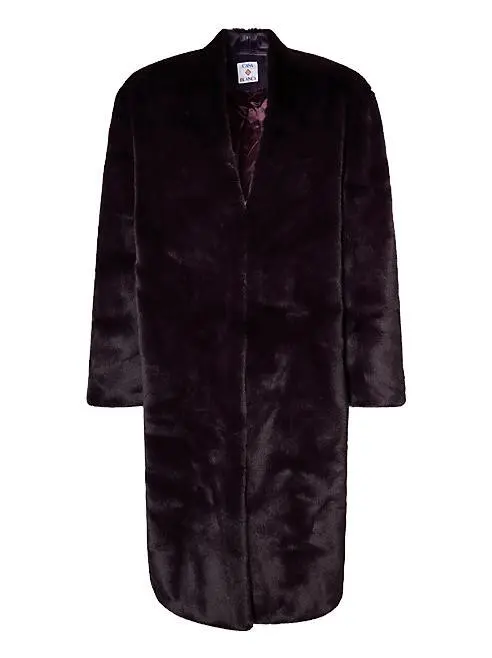 Casablanca V-neck Faux-fur Coat - Aubergine