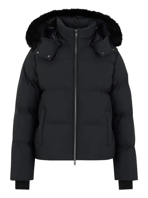 Moose Knuckles Misti Nyluxe Puffer Jacket With Detachable Hood & Shearling Trim - Blk Wblk S