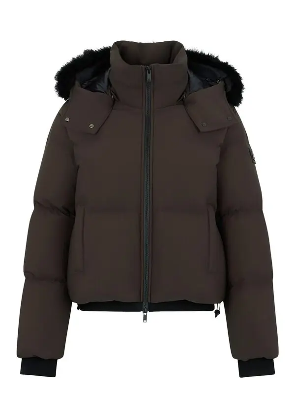 Moose Knuckles Misti Nyluxe Puffer Jacket With Detachable Hood & Shearling Trim - Espresso W