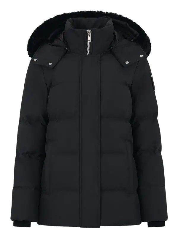 Moose Knuckles Cloud 3q Down Puffer Jacket With Shearling Trim - Blk Wblk S