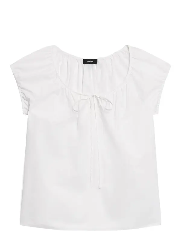 Theory Cotton-blend Tie Blouse - White