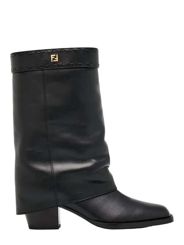 Fendi 55mm Minerva Leather Trompe L'oeil Pant Booties - Nero