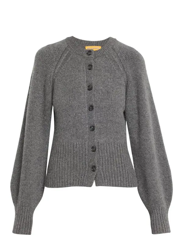 Guest In Residence Sculpted Crewneck Cashmere Cardigan - Charcoal