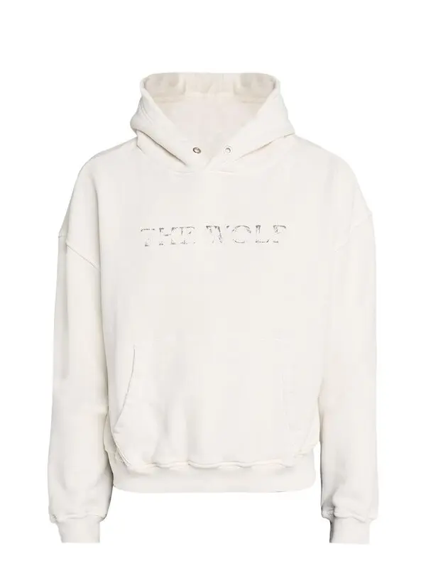 EZR Wolf Graphic Cotton Hoodie - Vintage White