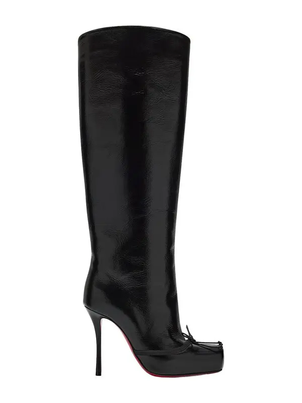 CHRISTIAN LOUBOUTIN 100mm Cassia Nodo Leather Knee Boots - Black