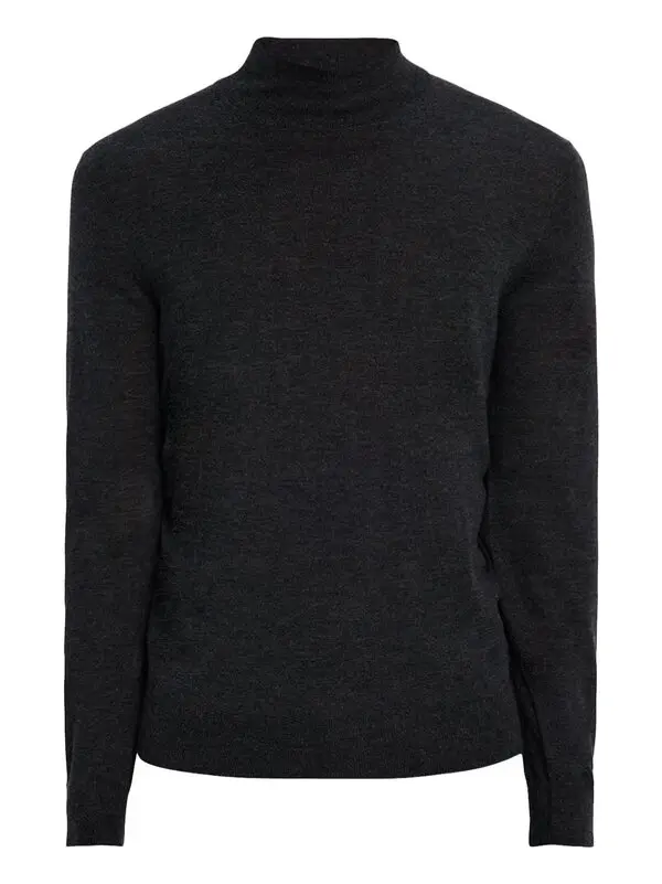 Neiman Marcus Cashmere And Silk Mock Neck Pullover - Dark Grey