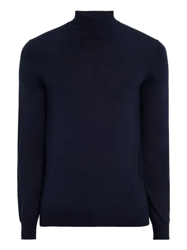 Neiman Marcus Cashmere And Silk Mock Neck Pullover - Navy