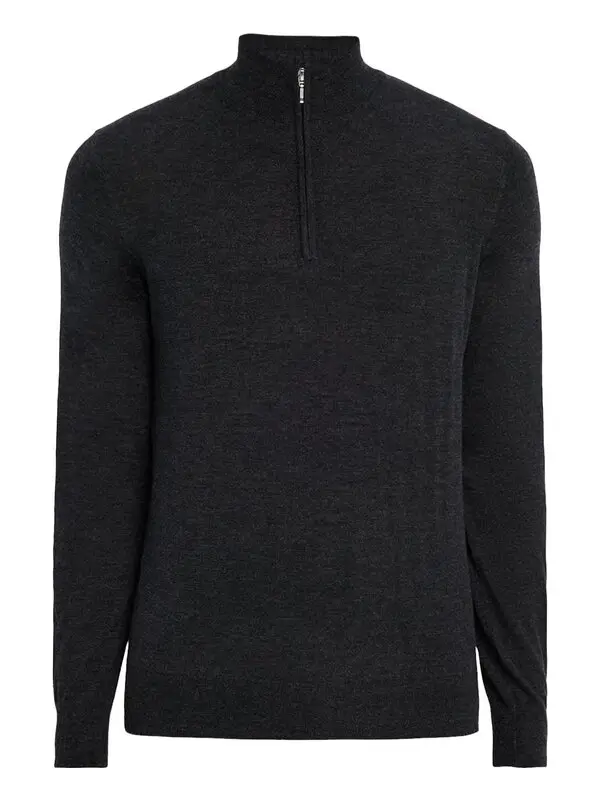 Neiman Marcus Cashmere And Silk Quarter-zip Pullover Sweater - Dark Grey