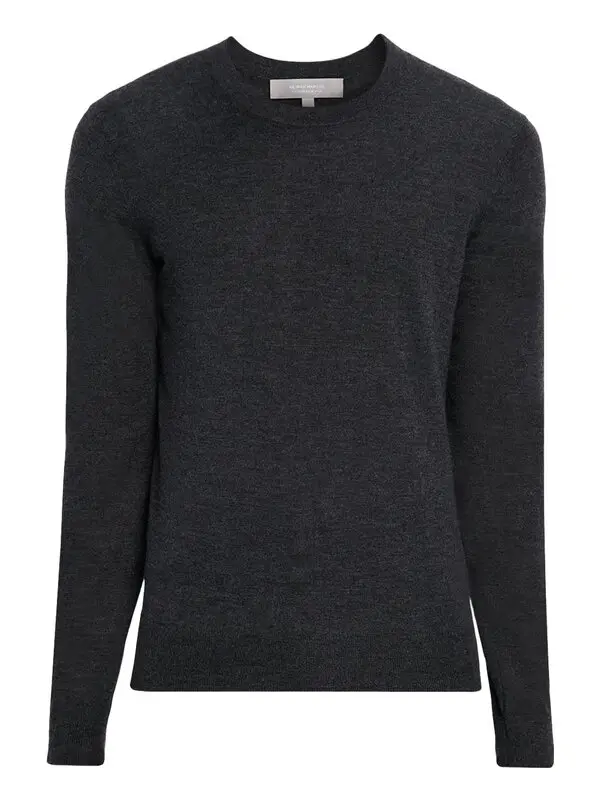 Neiman Marcus Cashmere And Silk Slim Crewneck Sweater - Dark Grey