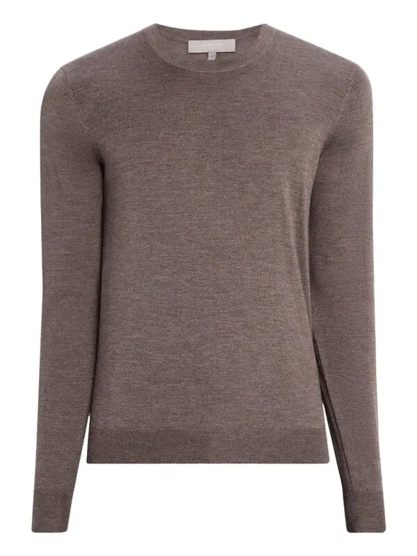 Neiman Marcus Cashmere And Silk Slim Crewneck Sweater - Medium Brown