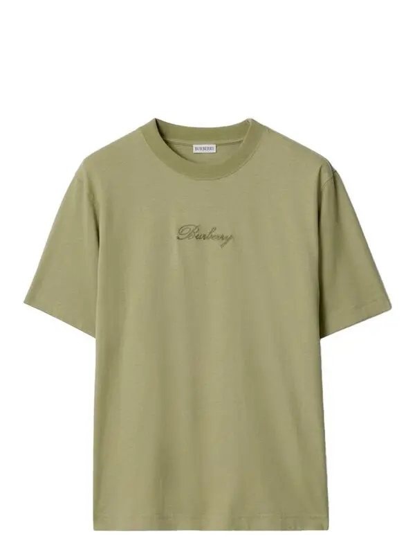 Burberry Check Cursive Logo Cotton T-shirt - Glade Green