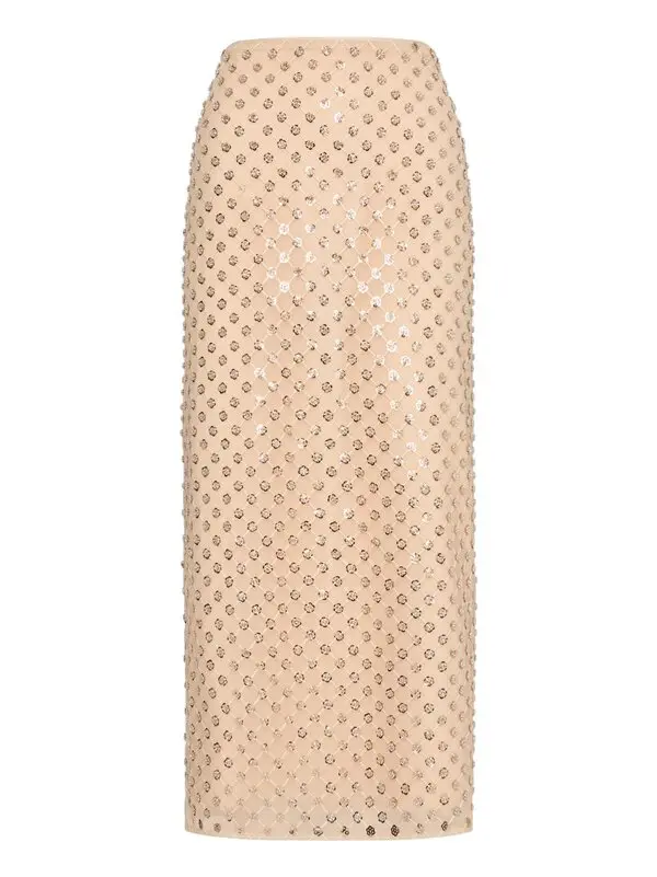 MILLY Rosemary Sequin-embroidered Skirt - Nude