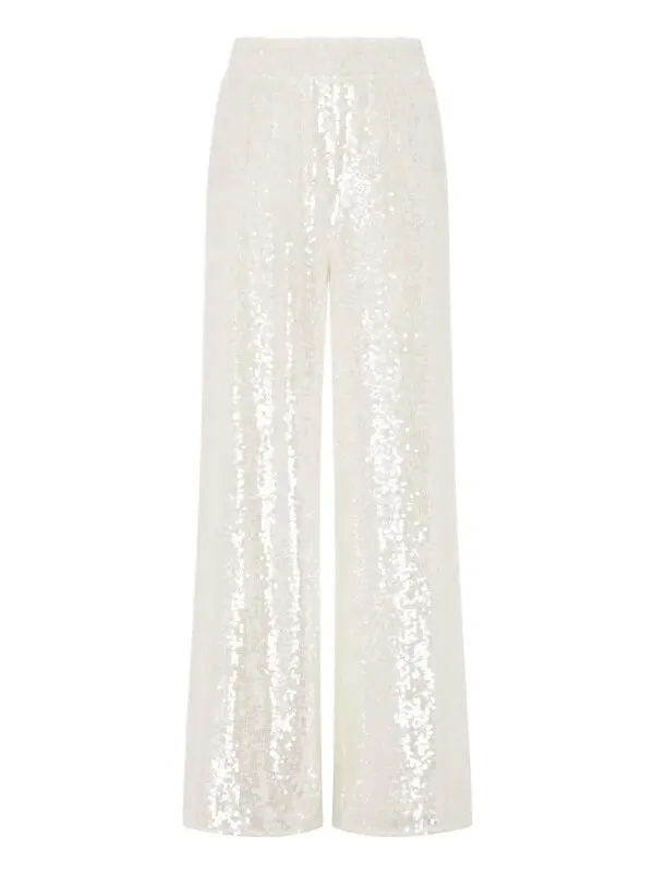 MILLY Reed Sequin Pants - White