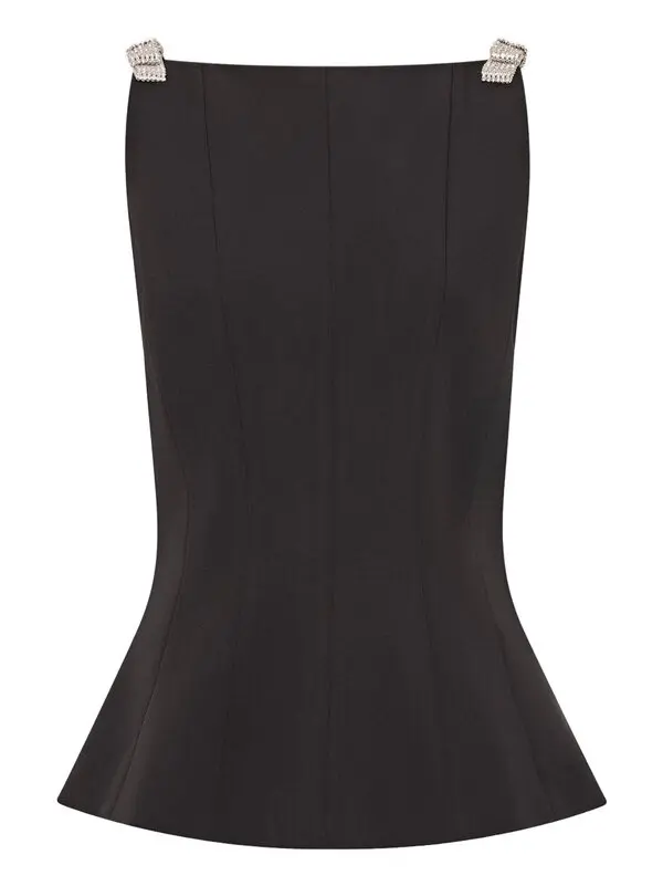MILLY Ruby Cady Crystal Bow Sleeveless Top - Black
