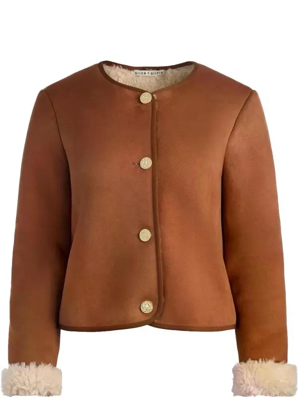 Alice + Olivia Alma Suede Jacket - Brown