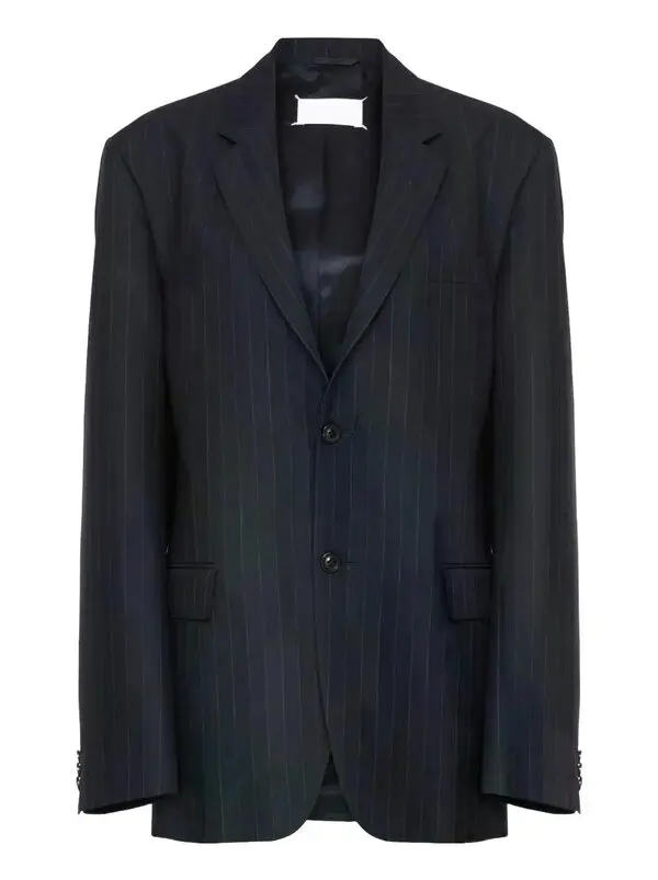 MAISON MARGIELA Pinstripe Single-breasted Blazer - Blue