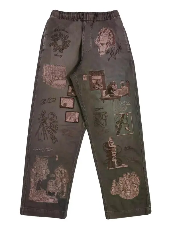 SAMUEL ZELIG Graphic Print Trousers - Grey