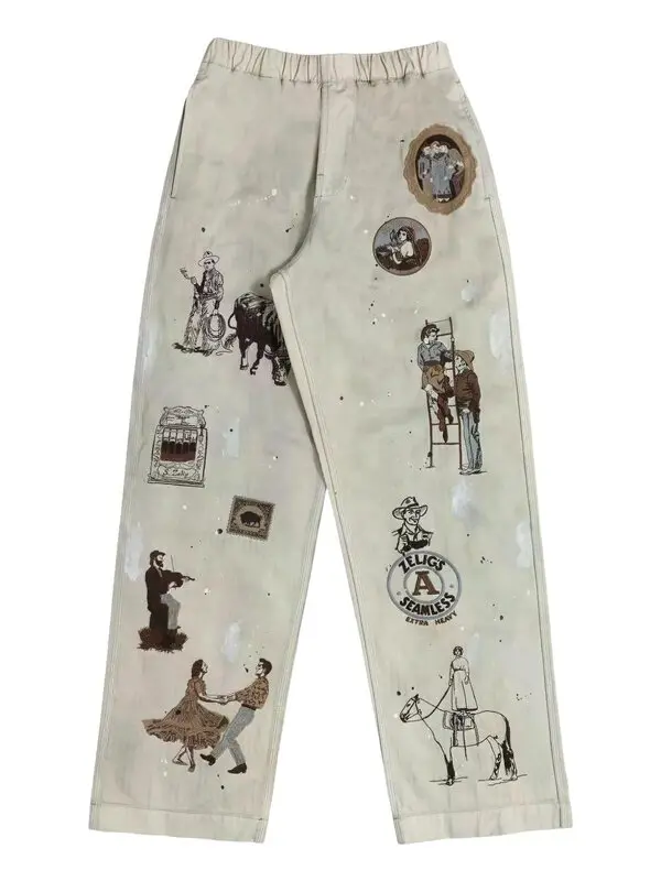 SAMUEL ZELIG Printed Trousers - Neutrals