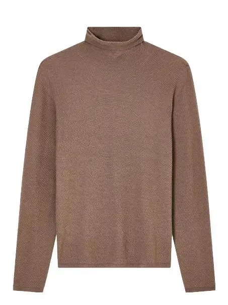Giorgio Armani Virgin Wool, Silk, And Cashmere Mock-neck Jumper - Natural