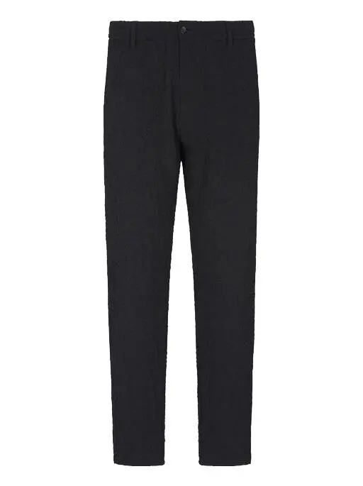 Emporio Armani Pleated Technical Seersucker Trousers - Black