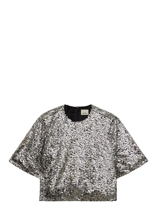 Isabel Marant Helga Sequin Top - Silver