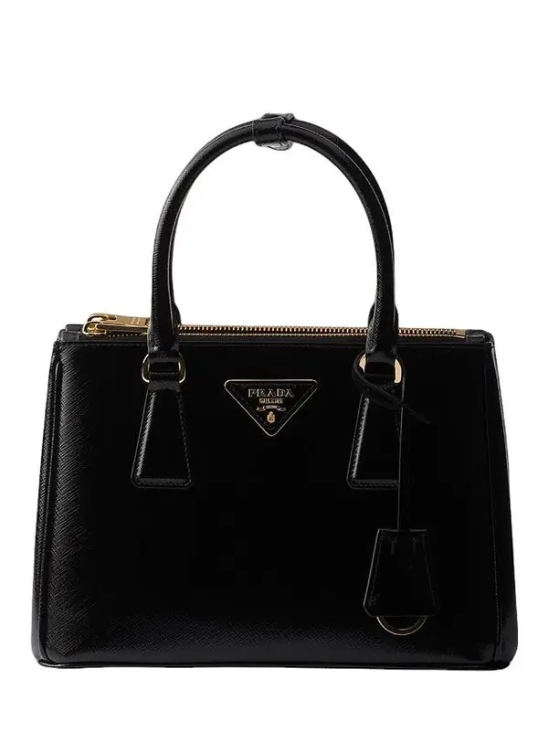 Prada Galleria Small Patent Saffiano Leather Bag - Black
