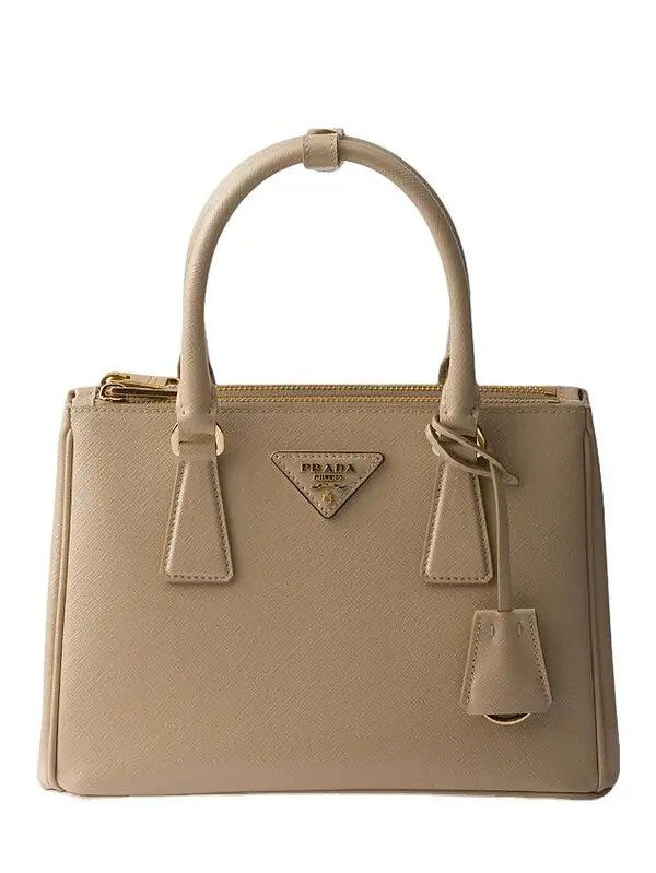 Prada Galleria Small Patent Saffiano Leather Bag - Neutral