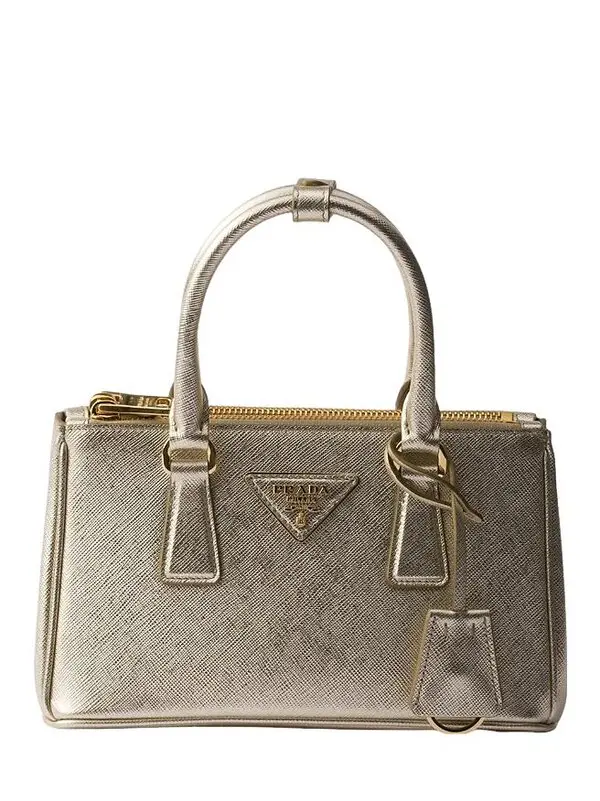 Prada Galleria Patent Saffiano Leather Mini-bag - Gold/silver