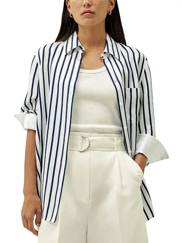Lilysilk Striped Silk Twill Oversized Shirt - Palma Stripe